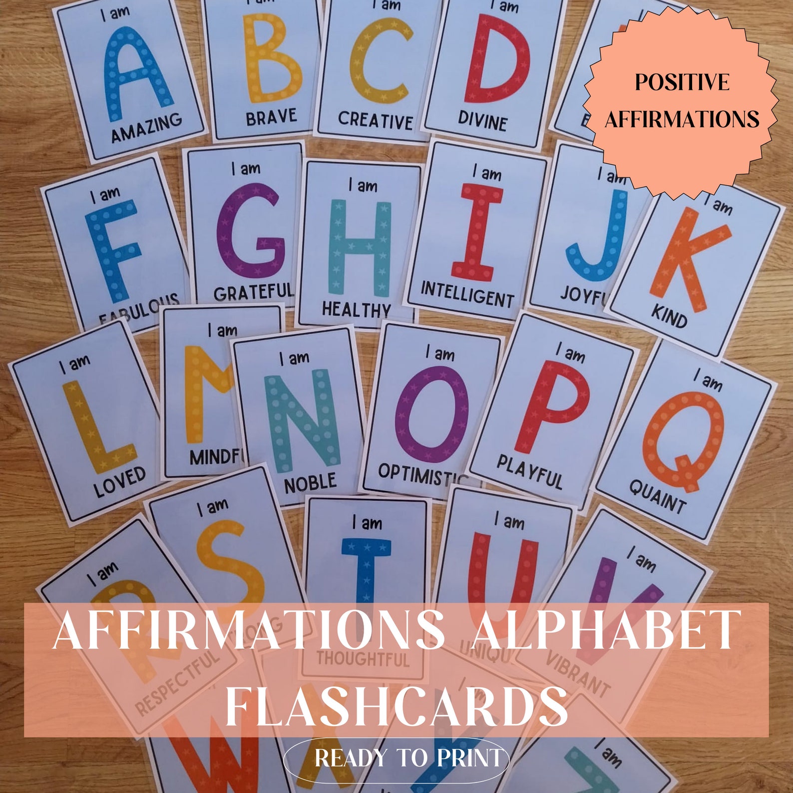 Affirmation Alphabet Flashcards - Affirmation Cards for Learning ABC ...