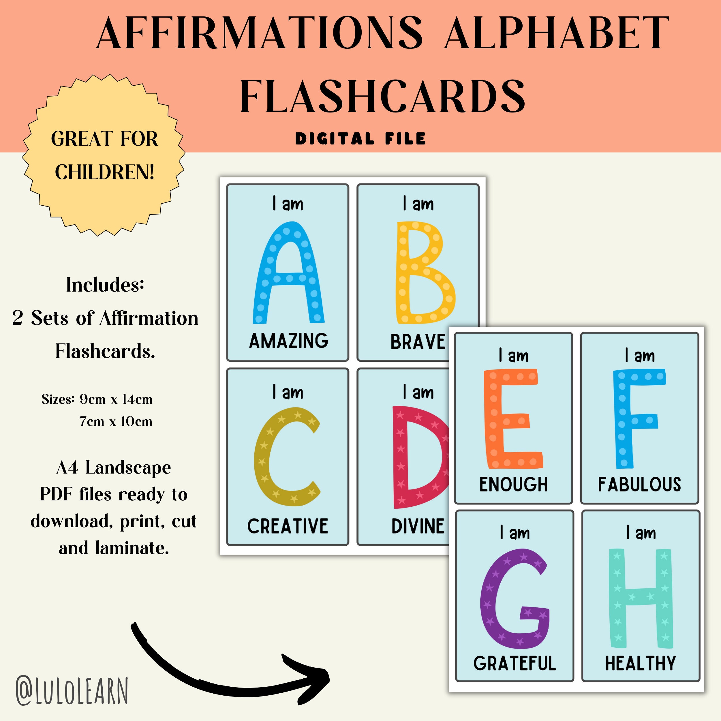 Affirmation Alphabet Flashcards, Affirmation Cards, Learning ABC ...
