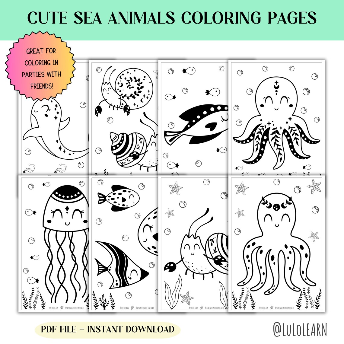 Cute Sea Animals Coloring Pages Sea Animals Coloring Pages Fun at Home ...