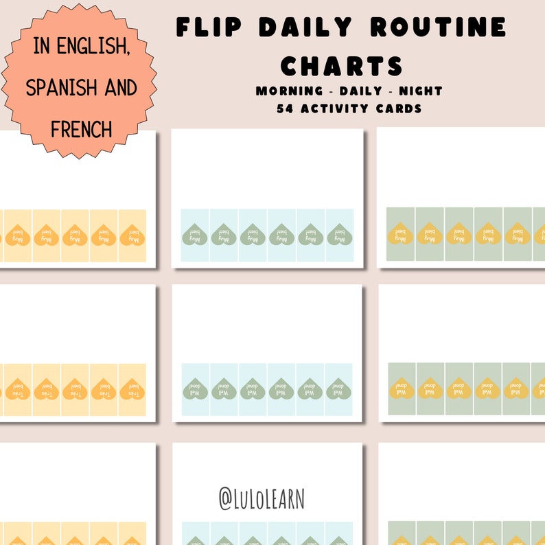 Bundle Kids Daily Routine Charts,routine Flip Chart,interactive Chore ...