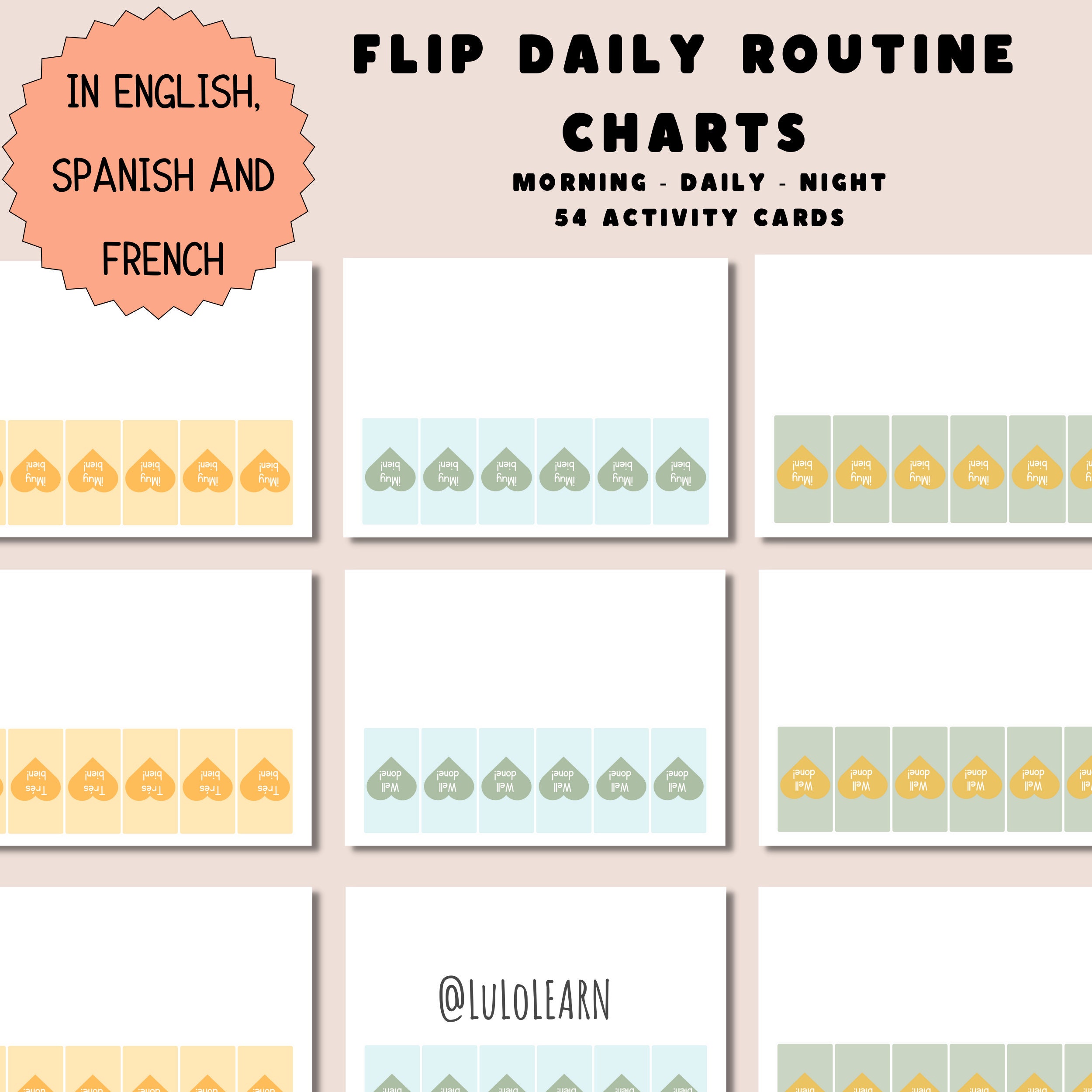 Bundle Kids Daily Routine Charts,routine Flip Chart,interactive Chore ...