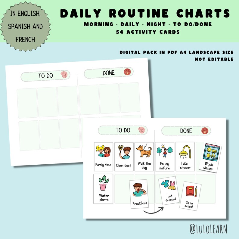 Bundle Kids Daily Routine Charts,routine Flip Chart,interactive Chore ...