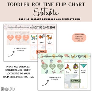 Toddler Bedtime Routine Chart Editable and Printable With Unicorns and ...