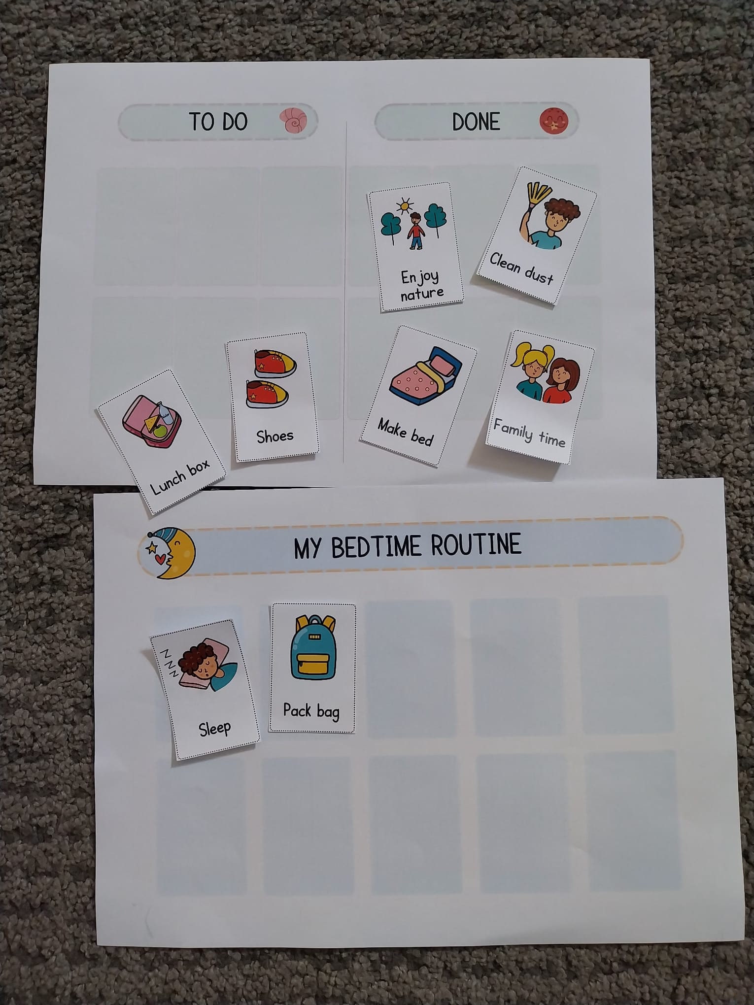 Kids Visual Schedule, Toddler Chore Chart With Pictures, Kids Daily ...