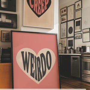 Weirdo Print Radiohead Creep Cute Goth Poster Quirky Heart Wall Art ...