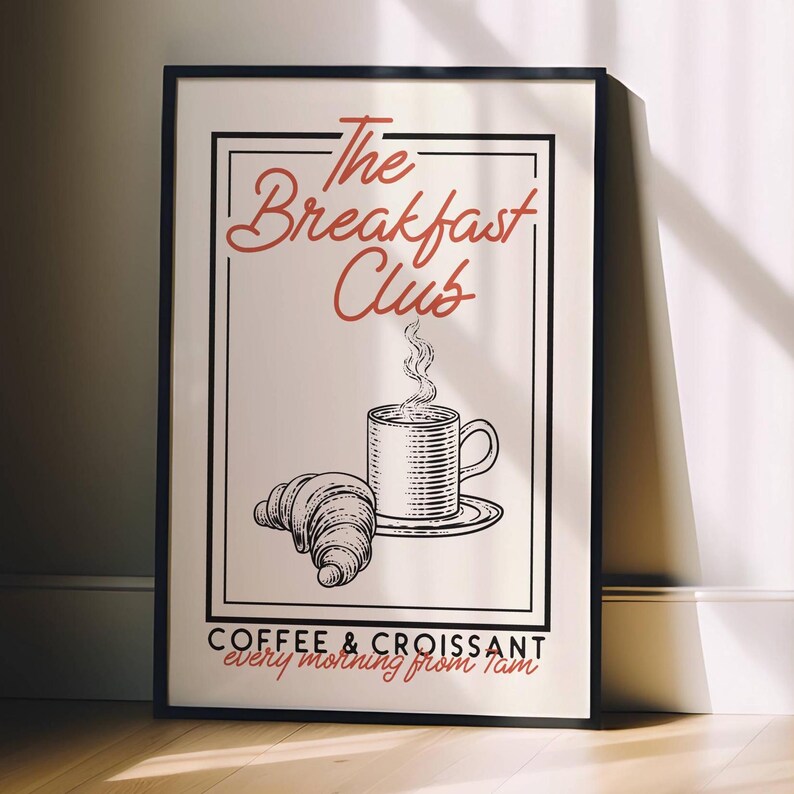 The Breakfast Club Print Mid Century Modern Wall Art Red Black ...