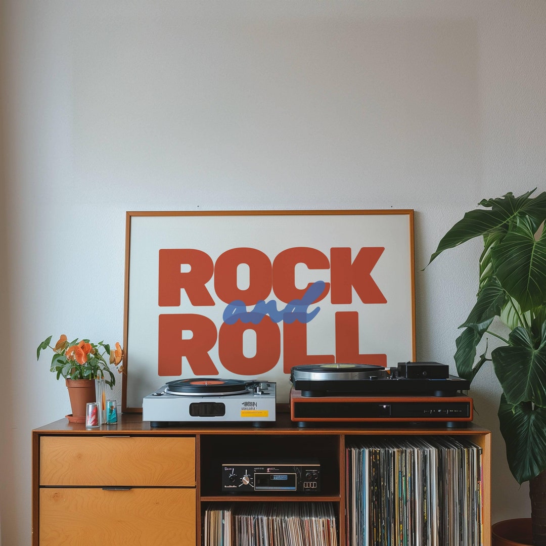 Rock and Roll Poster Horizontal Music Print Retro Typography Printable ...