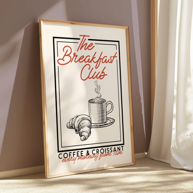 The Breakfast Club Print Mid Century Modern Wall Art Red Black ...