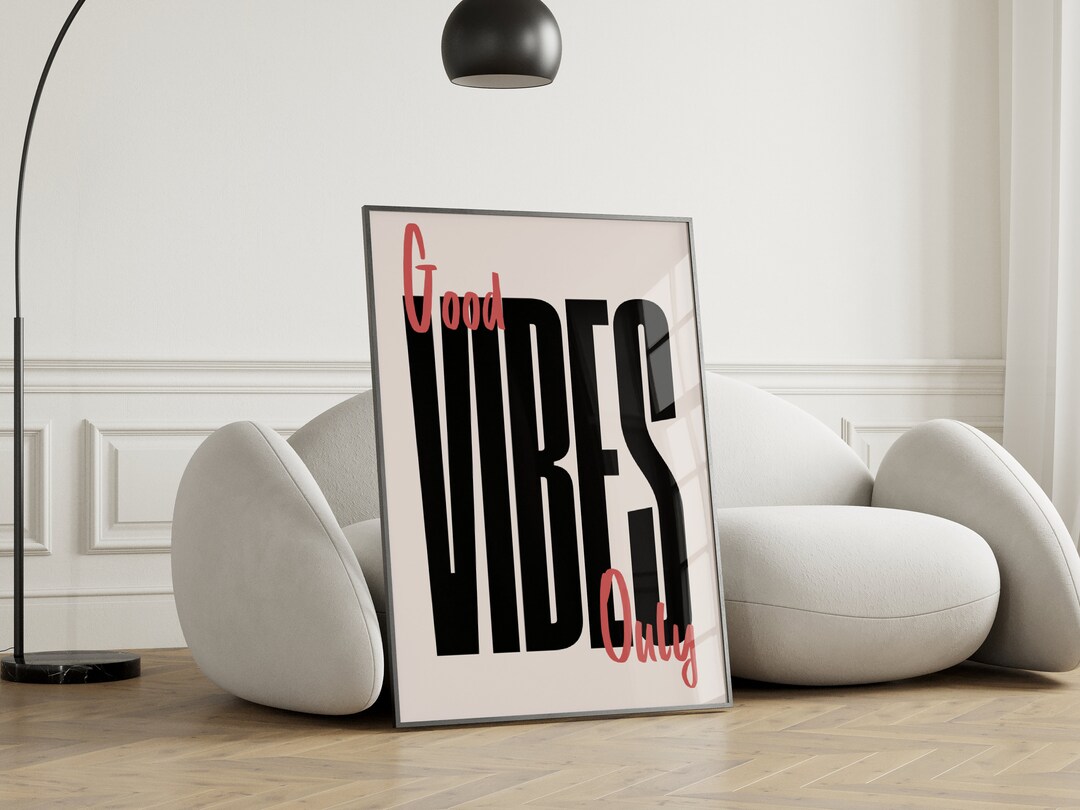 Good Vibes Only Digital Print Trendy Quote Wall Art Positivity Poster ...