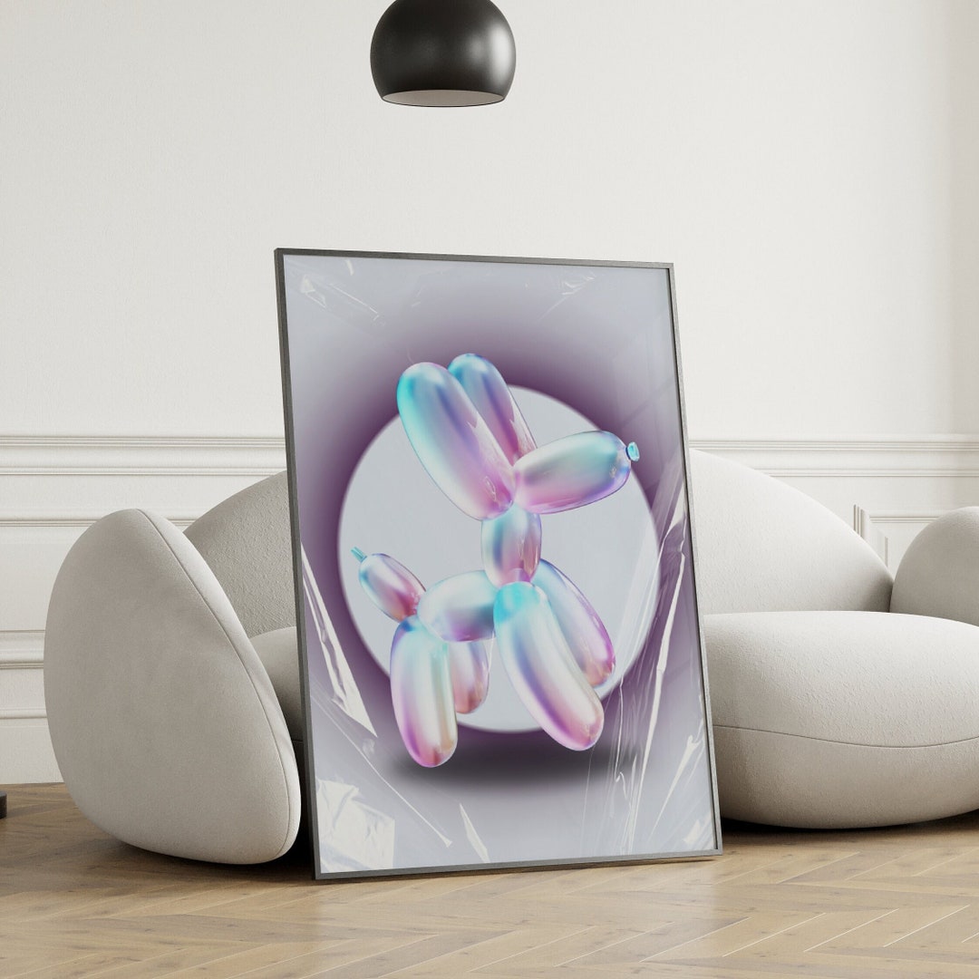 Balloon Dog Print Trendy Wall Art Modern Poster Purple Room Decor ...