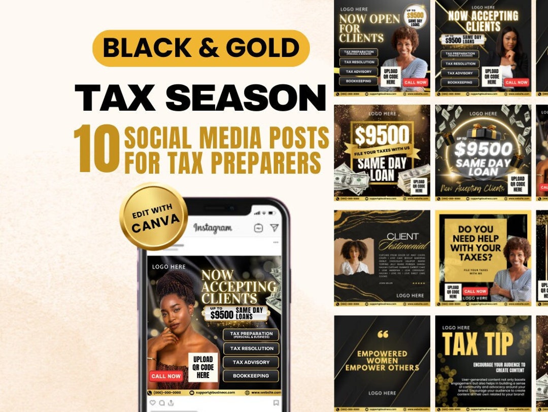 Gold and Black Tax Social Media, Tax Instagram, Tax Service Flyer, Tax ...