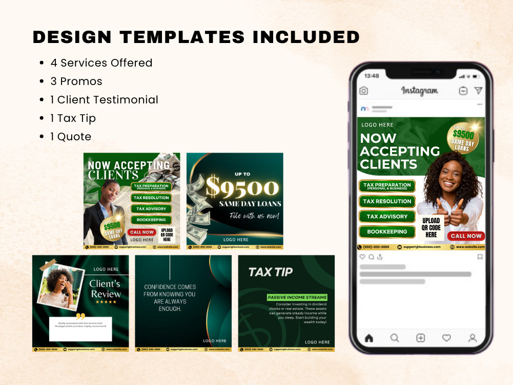 Green Tax Social Media, Tax Instagram, Tax Service Flyer, Tax Prep ...