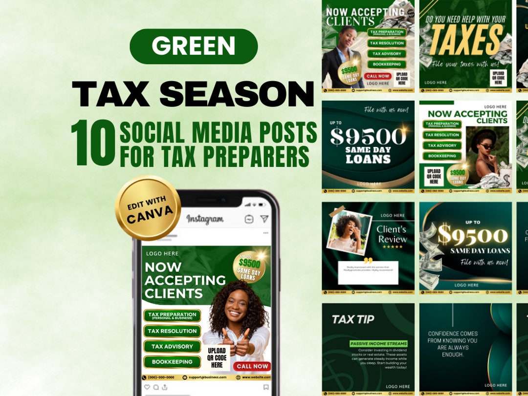 Green Tax Social Media, Tax Instagram, Tax Service Flyer, Tax Prep ...
