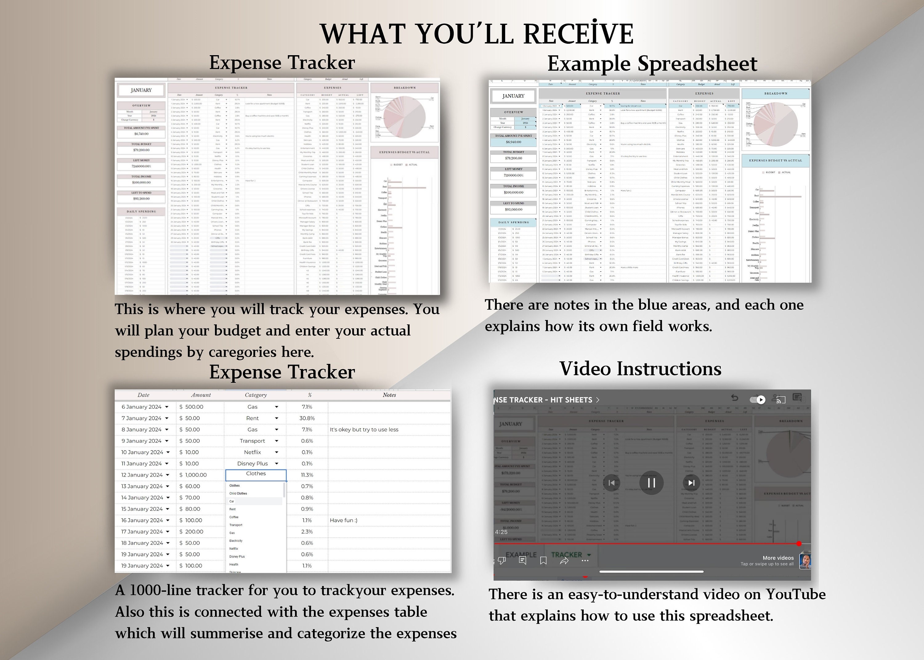 Expense Transactions Tracker Dashboard Google Sheets, Transactions Log ...
