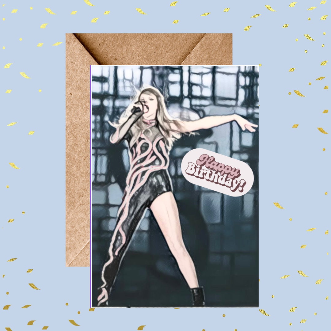 Taylor Swift Inspired Art Birthday Card With Envelopes Swifties ...