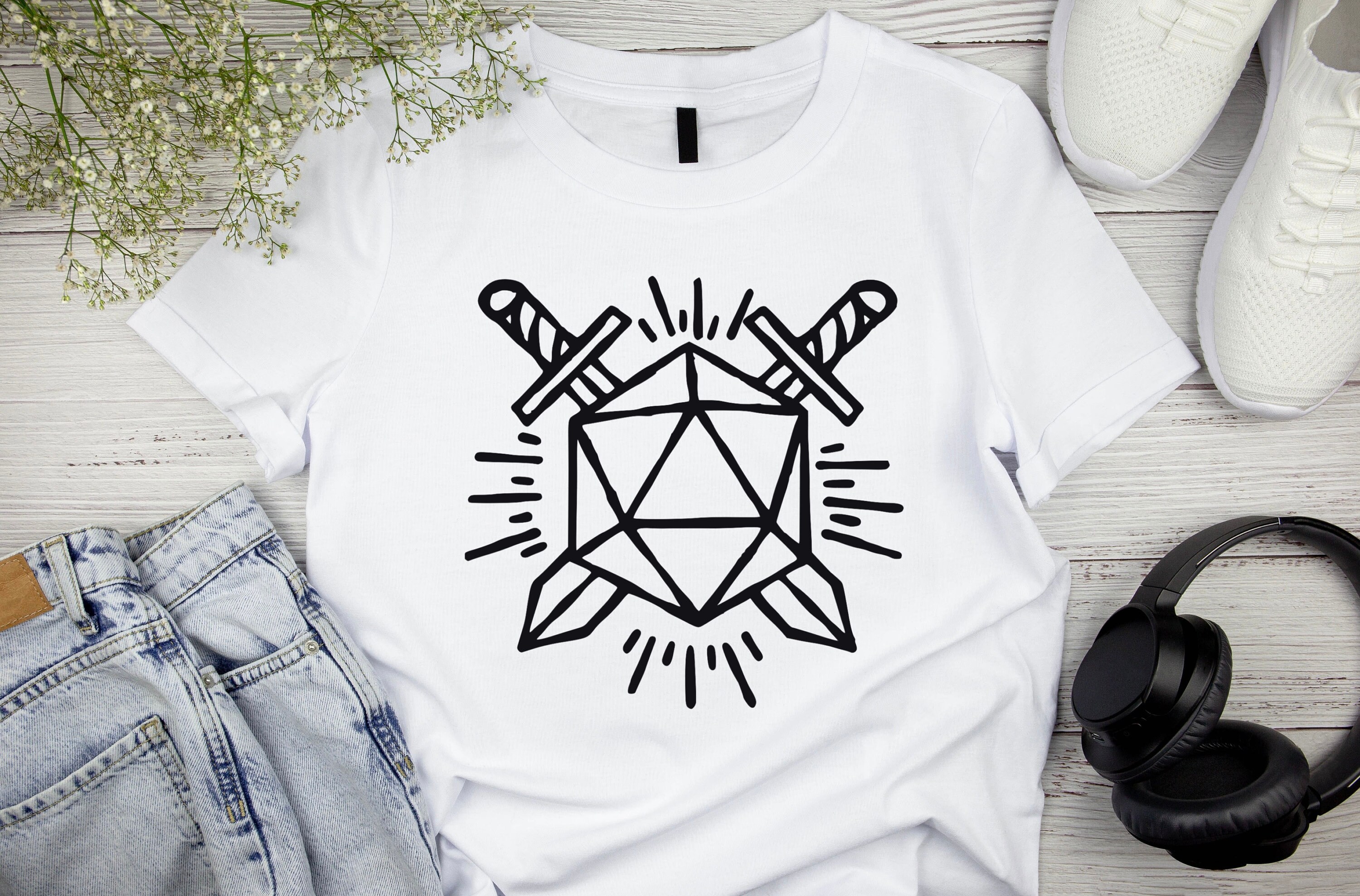 D&D D20 With Swords T-shirt, Dungeons and Dragons Inspired Shirt, DND ...