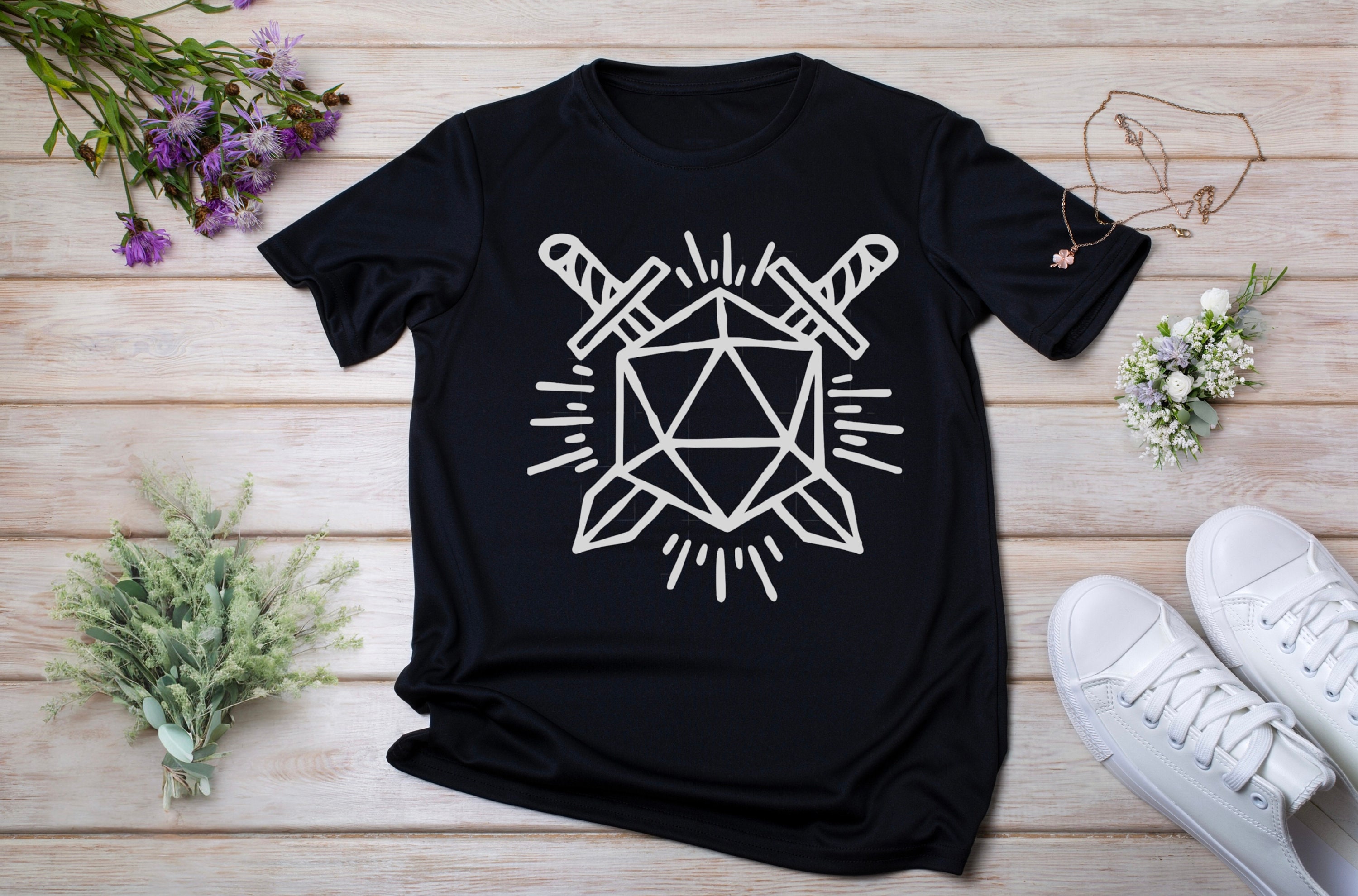 D&D D20 With Swords T-shirt, Dungeons and Dragons Inspired Shirt, DND ...