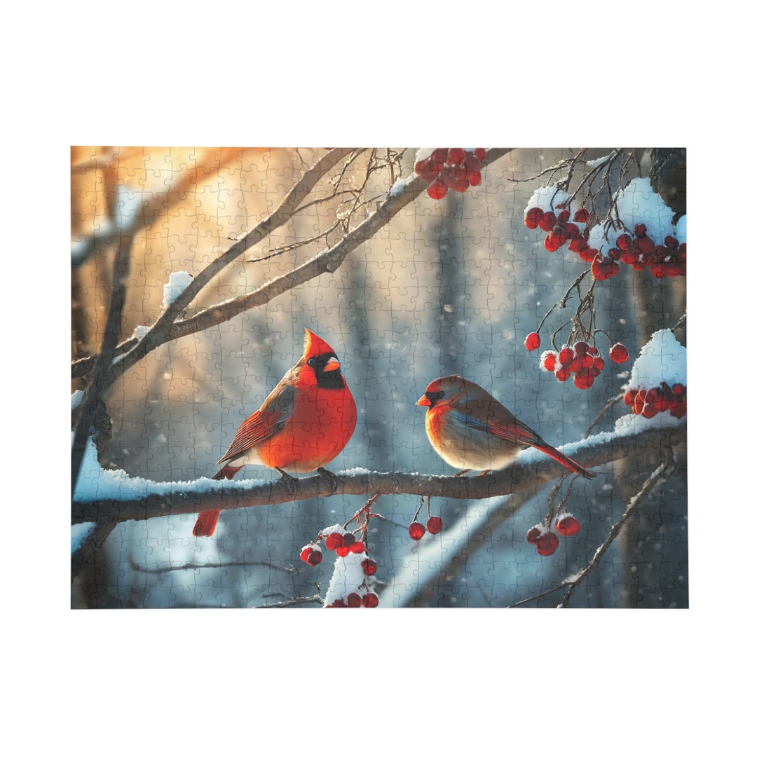 Cardinals, Winter Scene, Puzzle, Northern, Virginia, Jigsaw, Bird, Bird ...