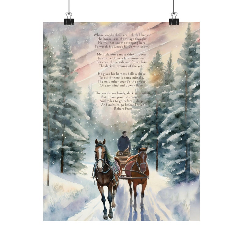 Stopping by the Woods, Poster, Snowy Evening, Frost, Horse, Winter ...