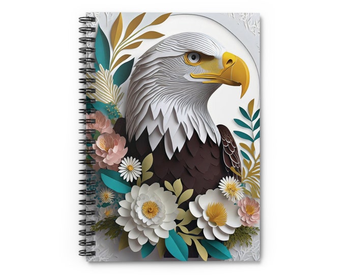 Bald Eagle, Floral, America, Flowers, Journal Spiral Notebook - Ruled ...