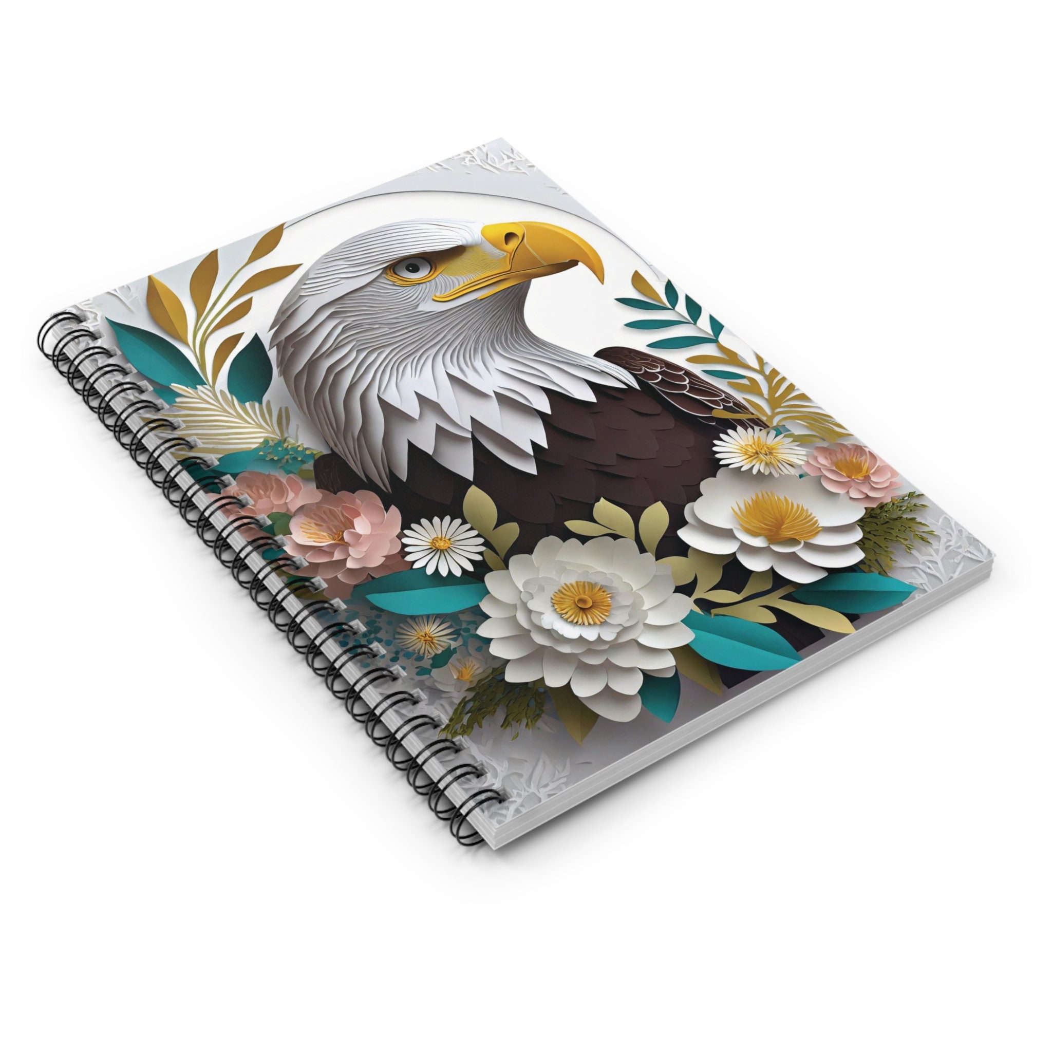Bald Eagle, Floral, America, Flowers, Journal Spiral Notebook - Ruled ...