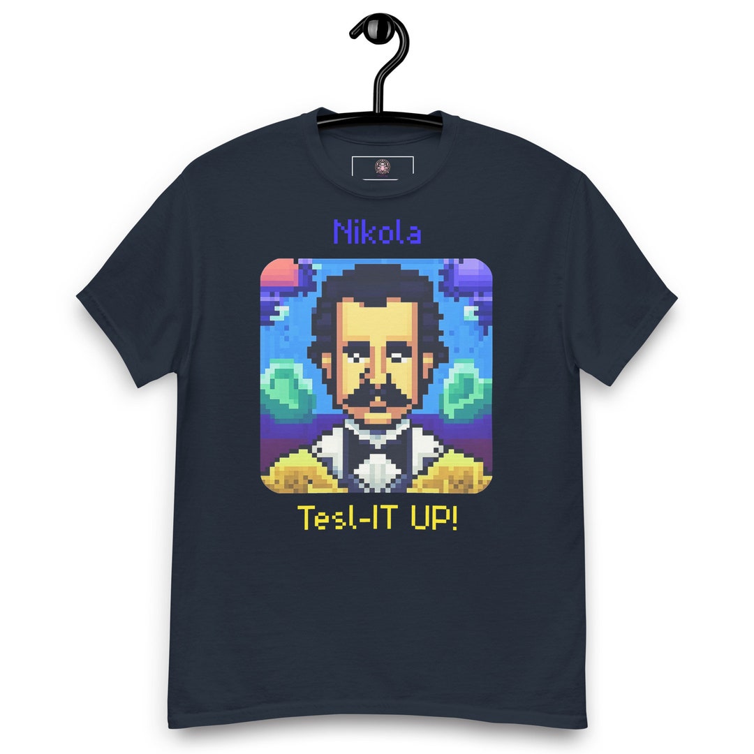 Pixel Art Nikola Tesla Tribute Men's Classic Tee by Pinkfroggy - Etsy