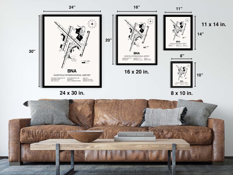 BNA Airport Map, Nashville International Airport Framed Print, Aviation ...
