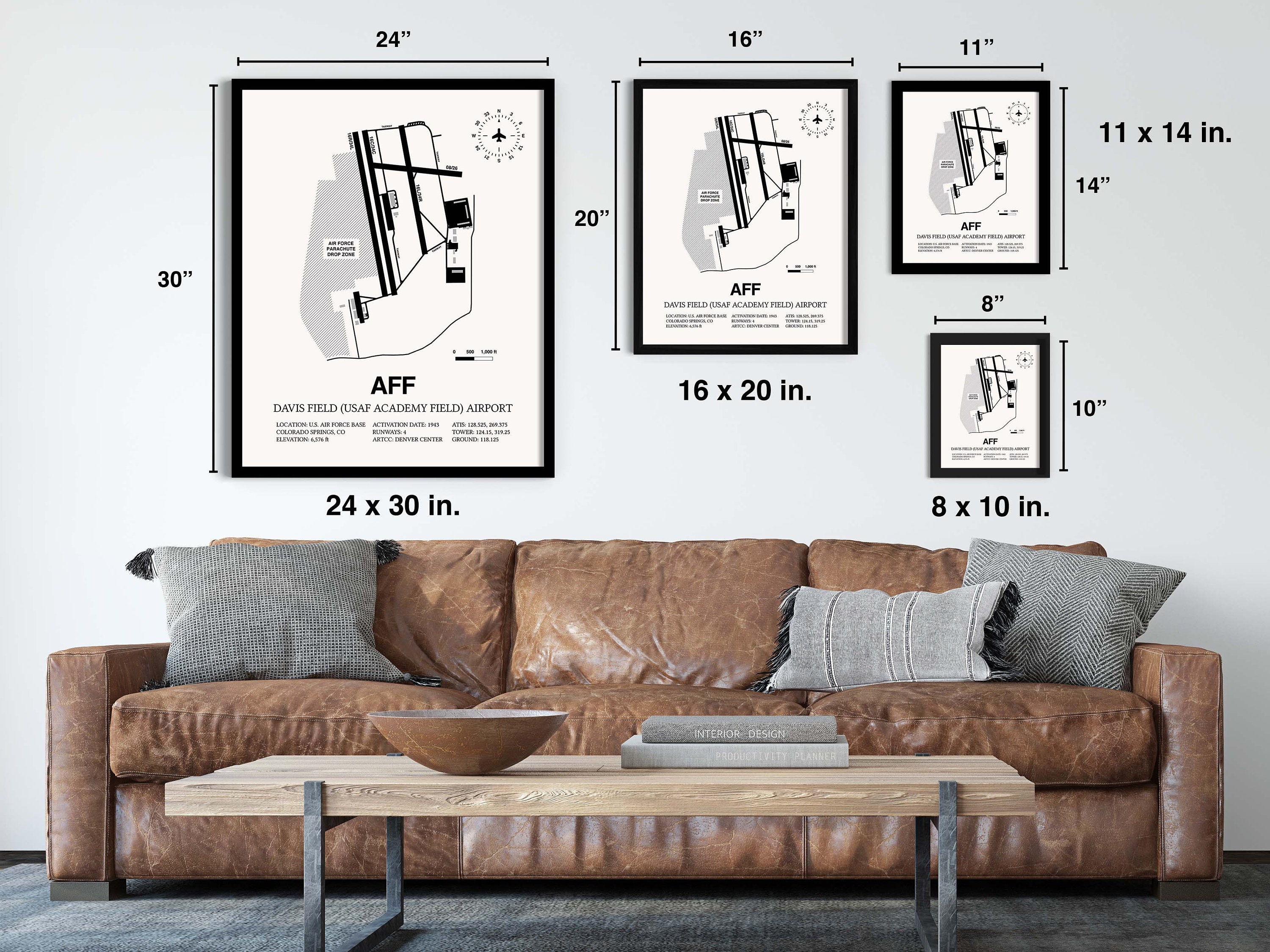 AFF Airport Map, Davis Field USAF Academy Field Airport Framed Print ...