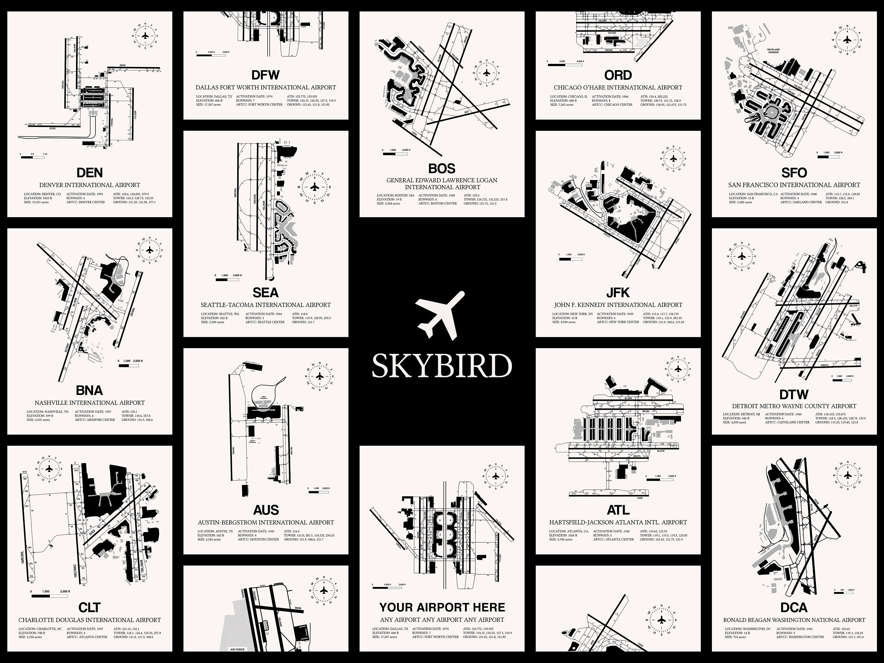 DFW Airport Map, Dallas Fort Worth International Airport Art Framed ...