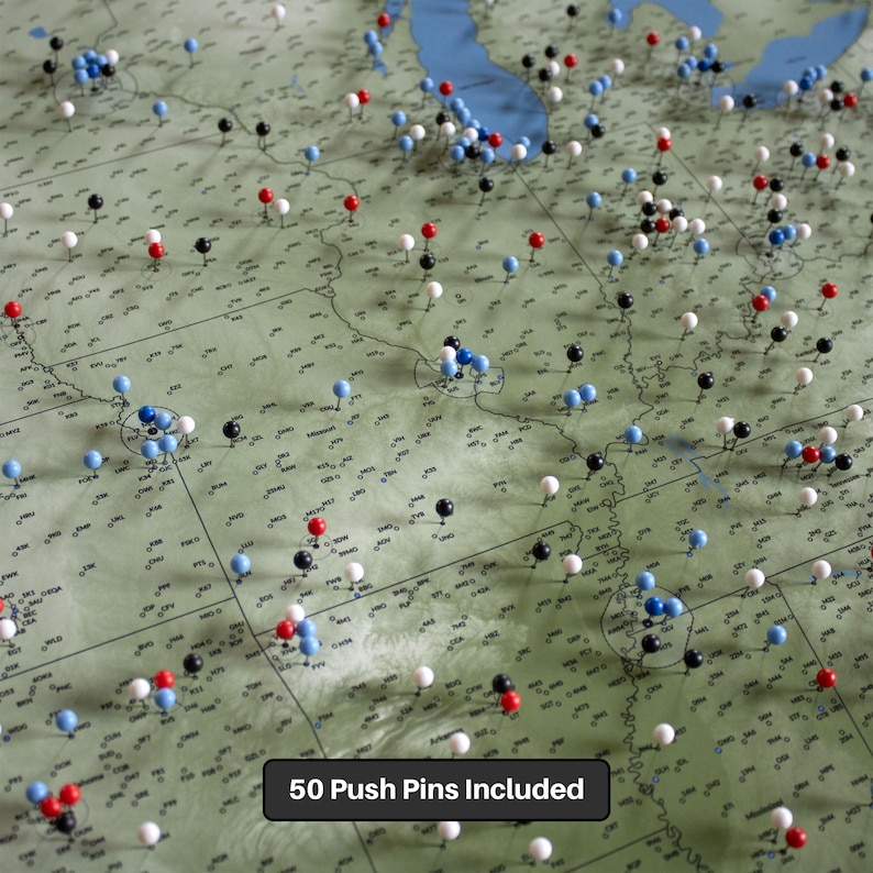 United States Airports Push Pin Map - Etsy