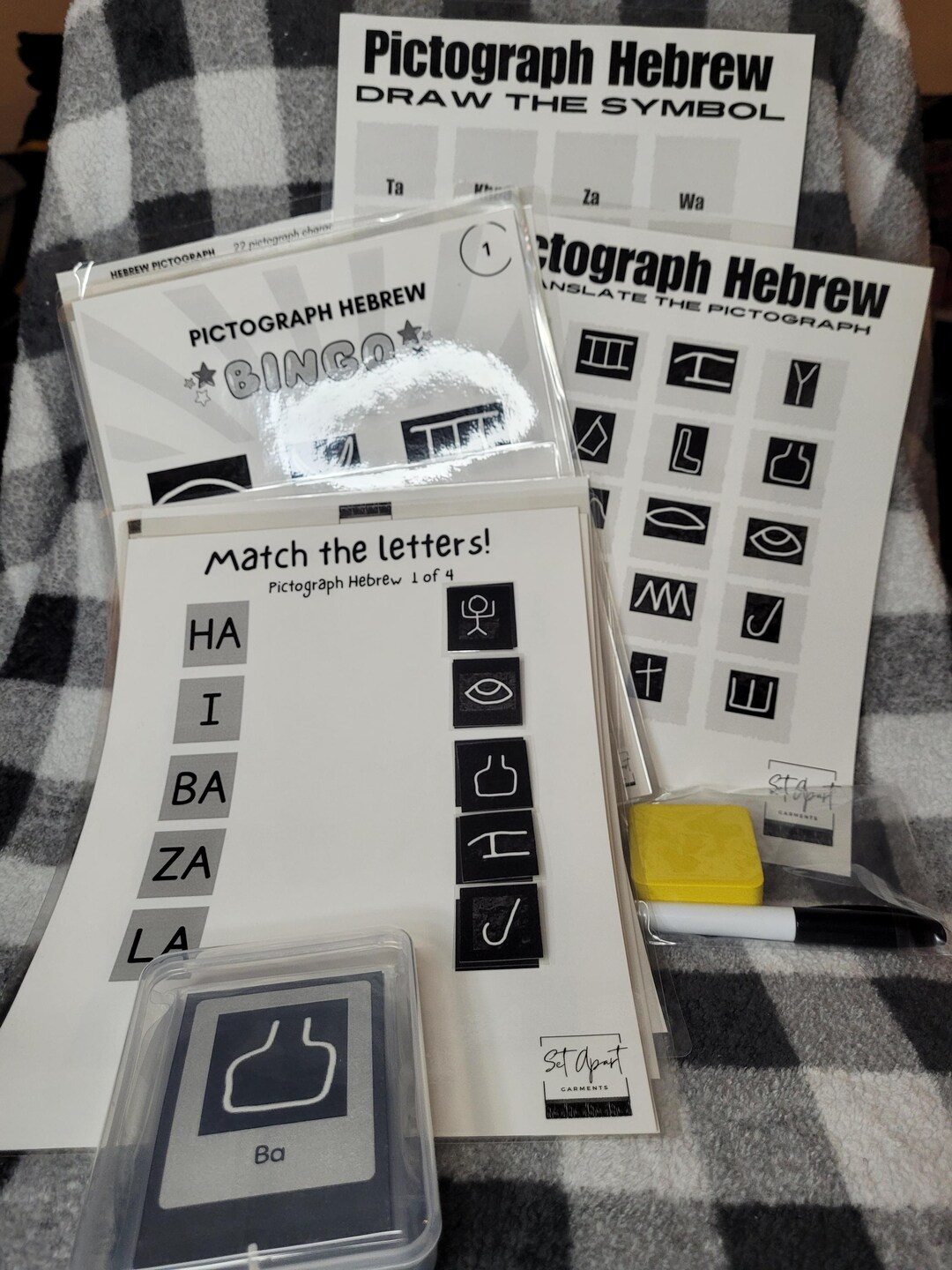 Isrealite Pictographic Hebrew Learning Kit 22 Character.22 Double Sided ...