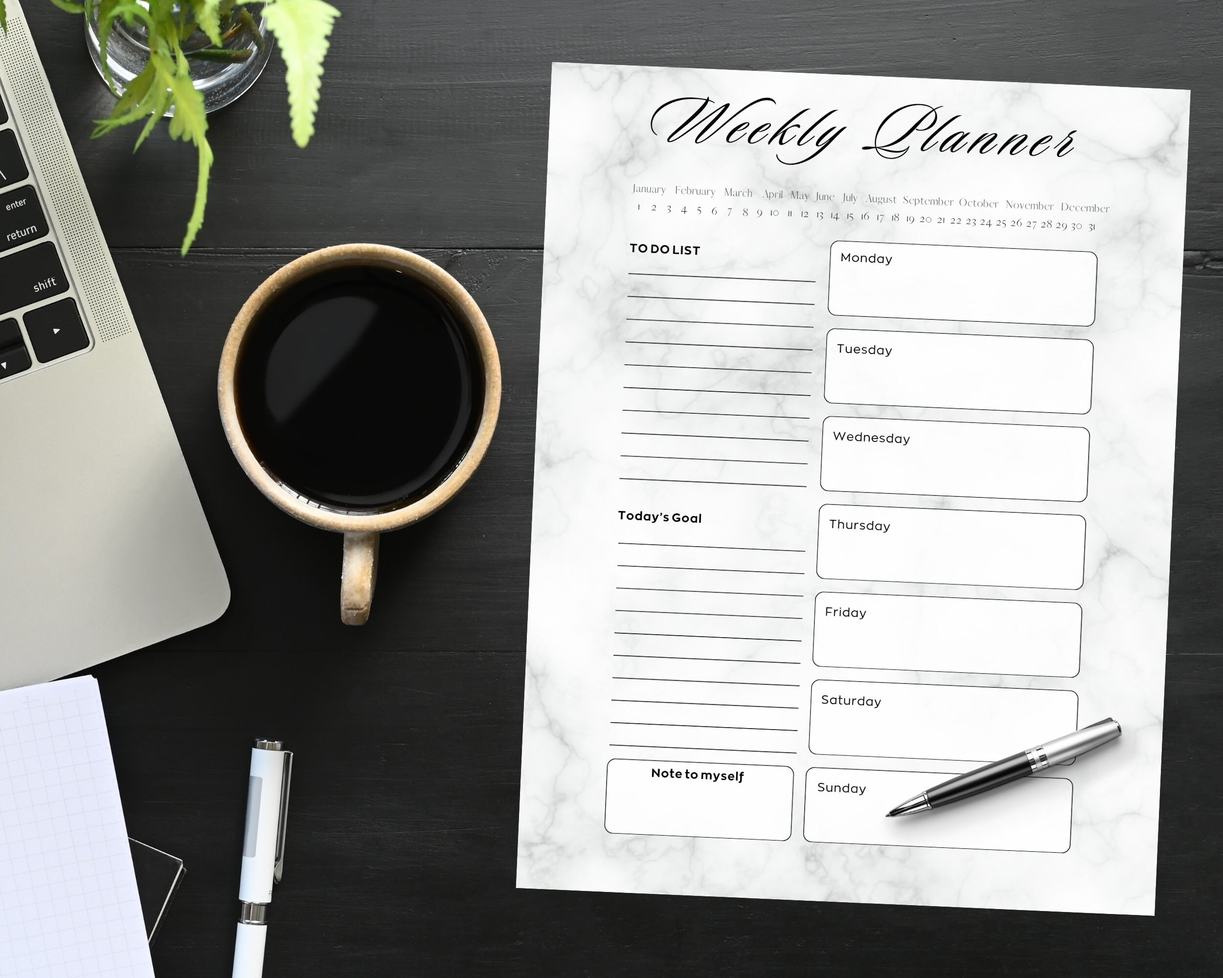 Weekly Digital Planner Printable to Do List Minimalist Weekly Schedule ...