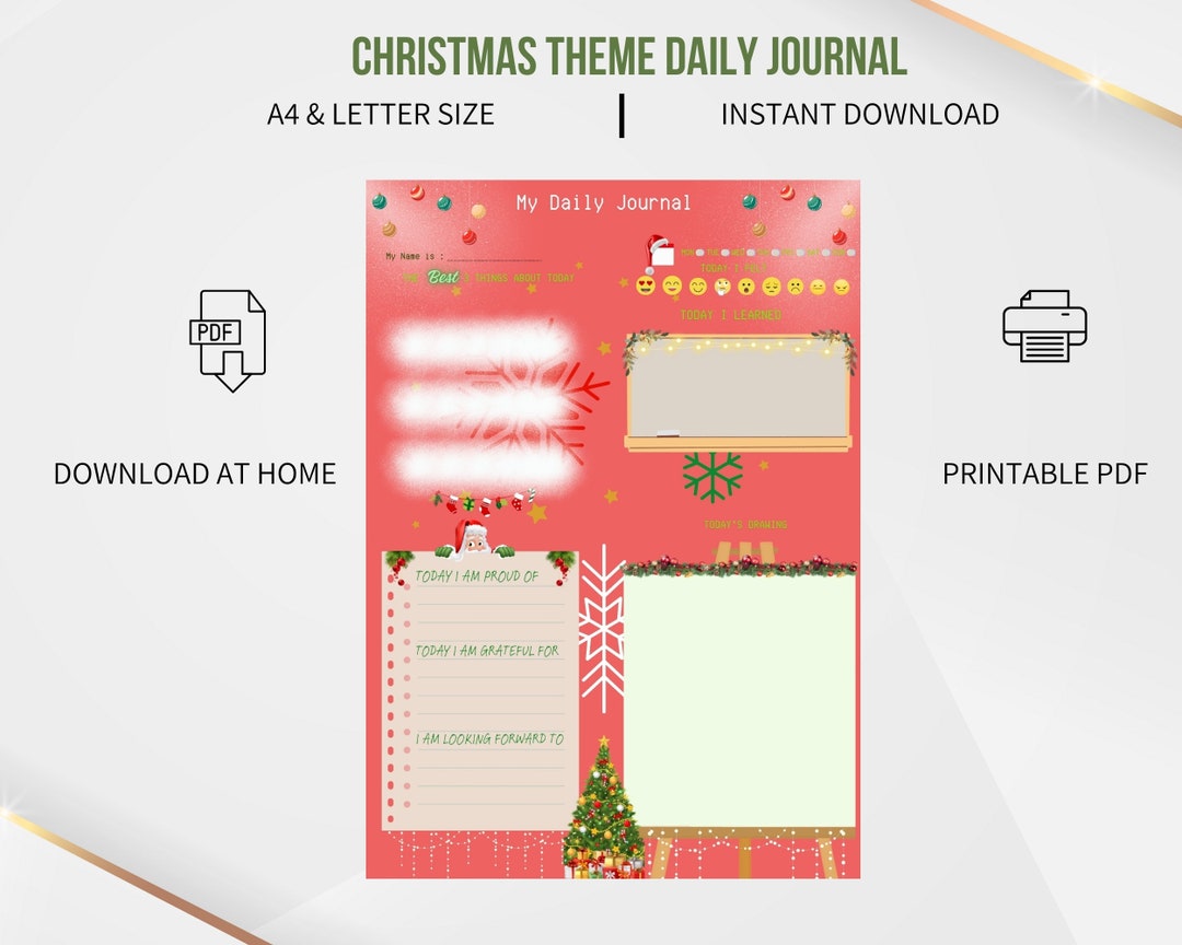 Daily Journal Kids Journal Printable Journal Christmas Journal Activity ...