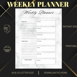 Weekly Digital Planner Printable to Do List Minimalist Weekly Schedule ...