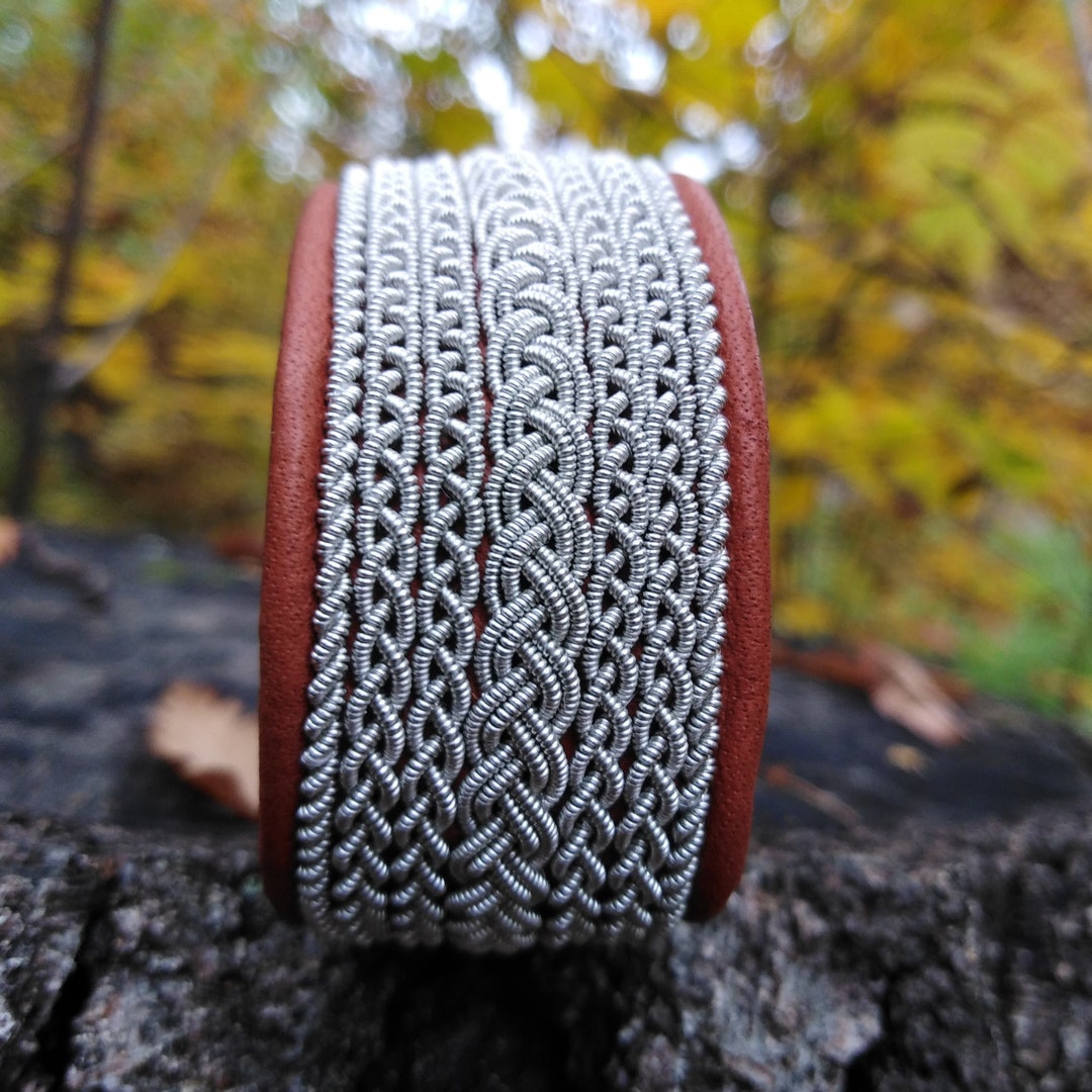 Handmade Sami Wide Bracelet brag, Reindeer Leather Traditional Extra ...