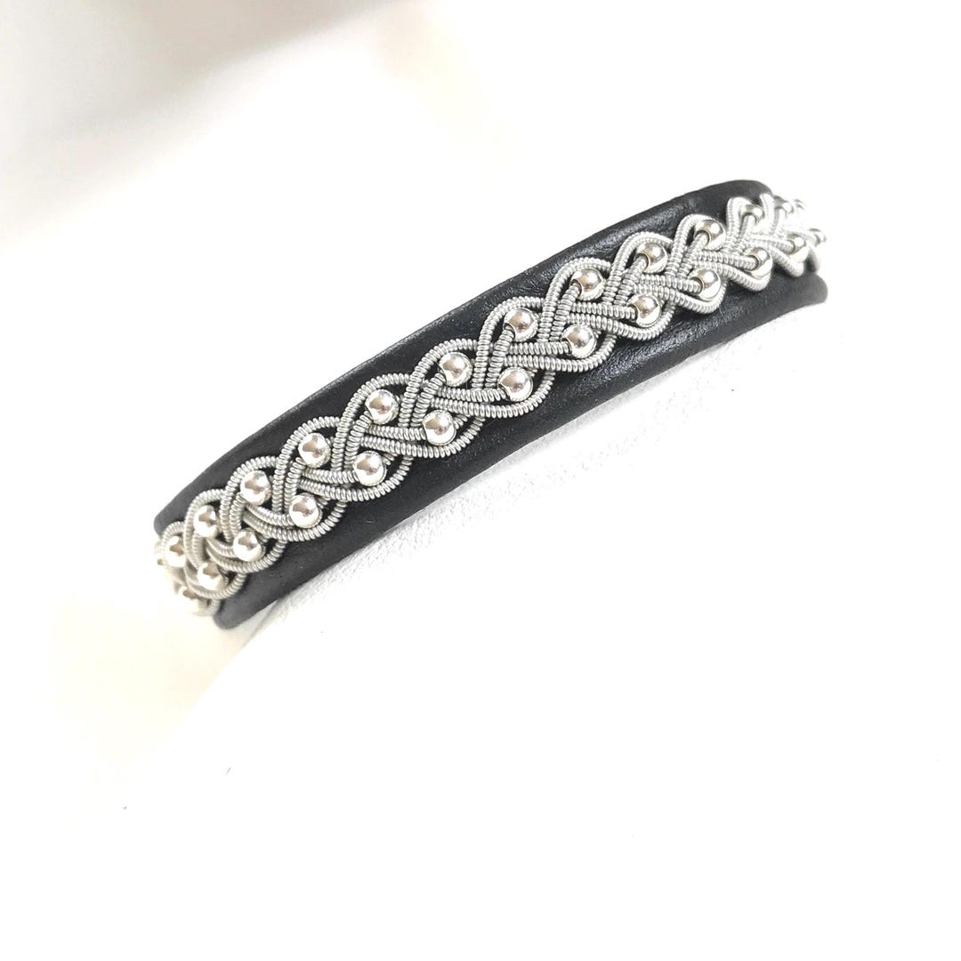 Handmade Sami Reindeer Leather Bracelet "shine", Braided Silver/pewter ...