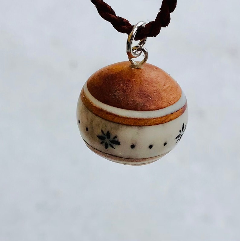 Lapland Sami Handmade Reindeer Antler Ball Pendant Necklace, Sallow ...