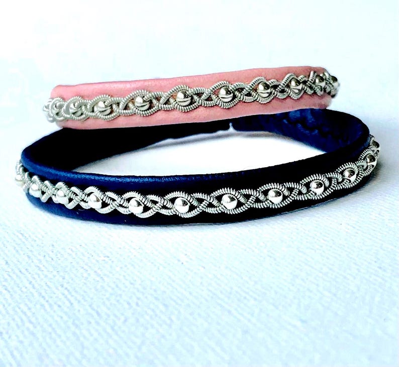 Handmade Sami Lapland Reindeer Leather Bracelet "silver", Silver/pewter ...