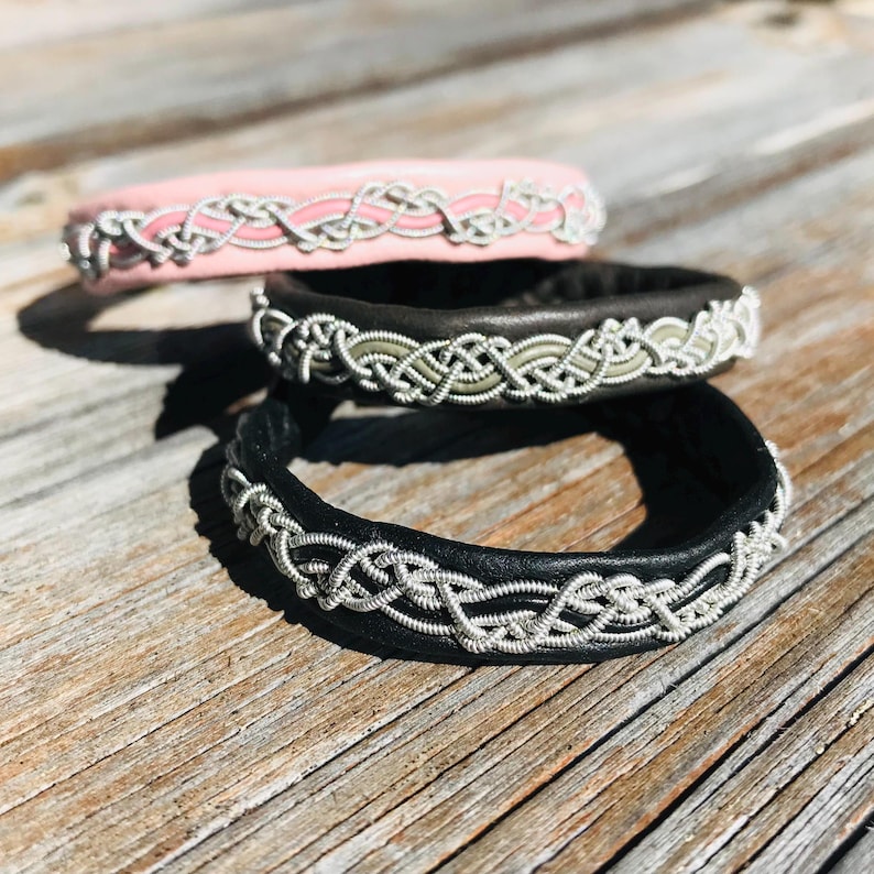 Handmade Sami Bracelet "freja", Reindeer Leather Traditional Cuff ...