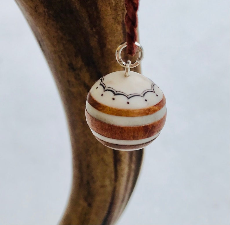 Lapland Sami Handmade Reindeer Antler Ball Pendant Necklace, Sallow ...