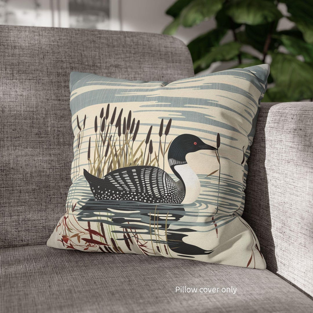 Tranquil Waters Collection - Common Loon on Lake Decorative Pillow ...