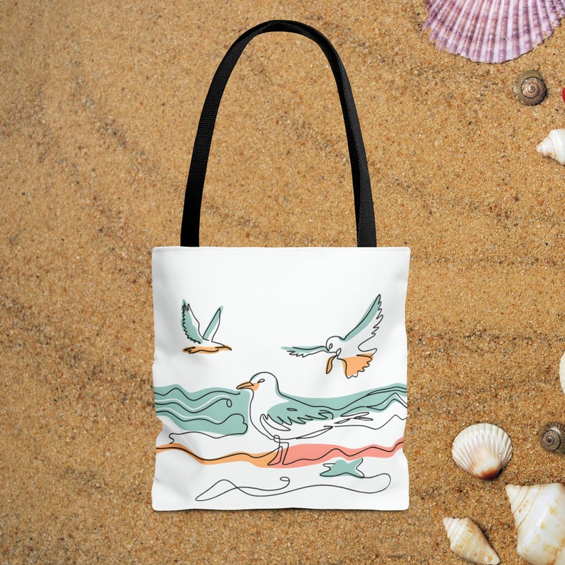Seagull on the Beach: Watercolor Print Beach Bag Carry the Beach With ...