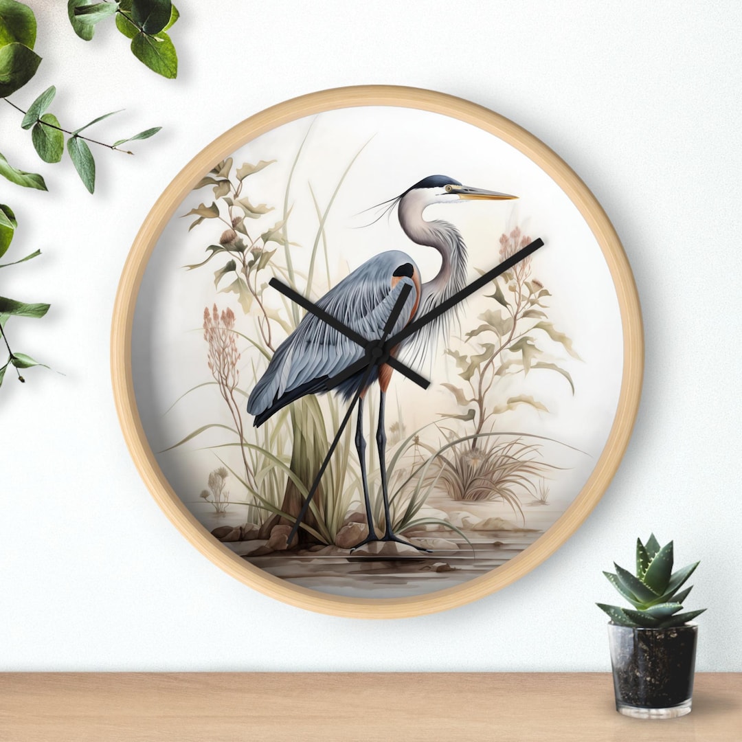 Beautiful Blue Heron Watercolor Wall Clock - Unique Nature Art Piece ...