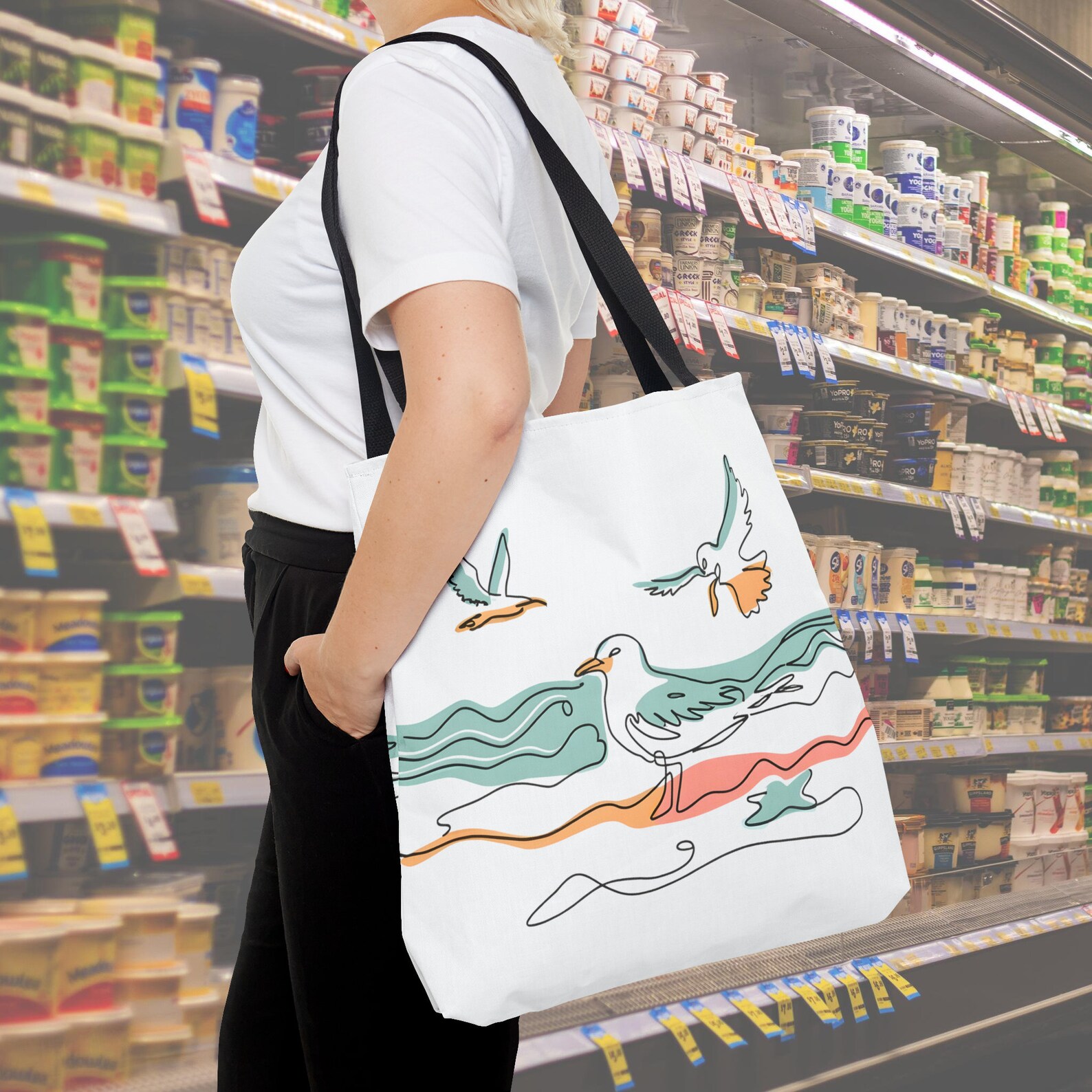 Seagull on the Beach: Watercolor Print Beach Bag Carry the Beach With ...