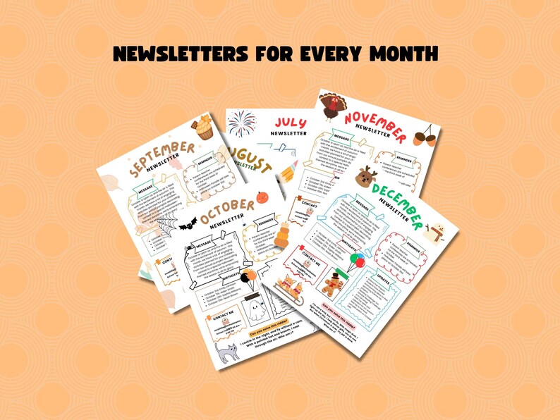 Newsletter Template, Editable Newsletter, Monthly Newsletter, School ...