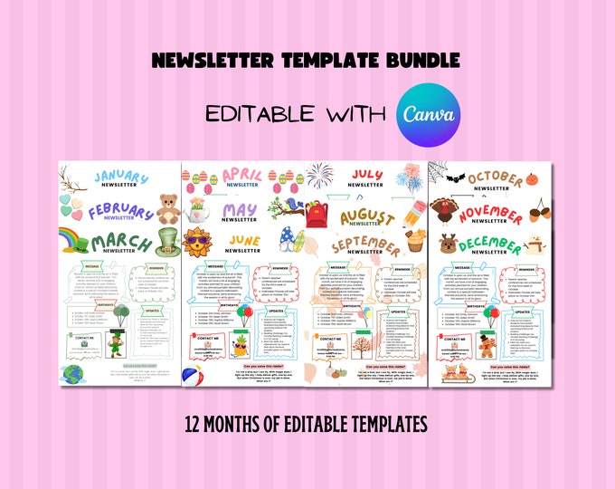 June Newsletter Template, Editable Newsletter, Monthly Newsletter ...