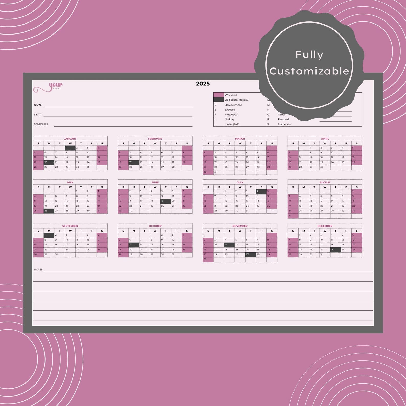 2025 Attendance Tracker Template | Google Sheet Attendance Record ...