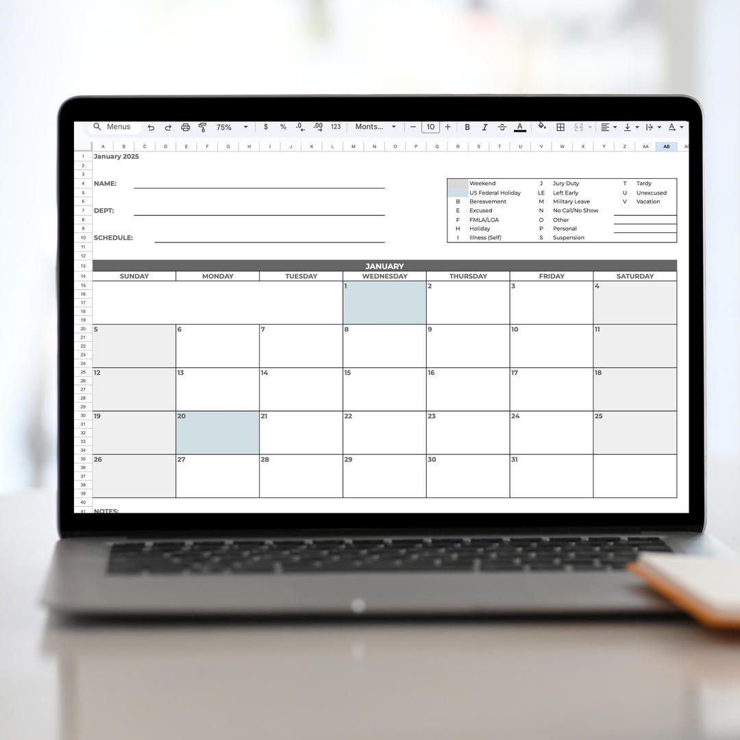 2025-2027 Attendance Tracker Template | Google Sheet Attendance Record ...