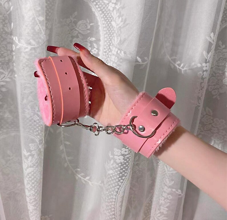 Leather Handcuffs Props Script Kill Aggravated Hand Buckle Plush ...