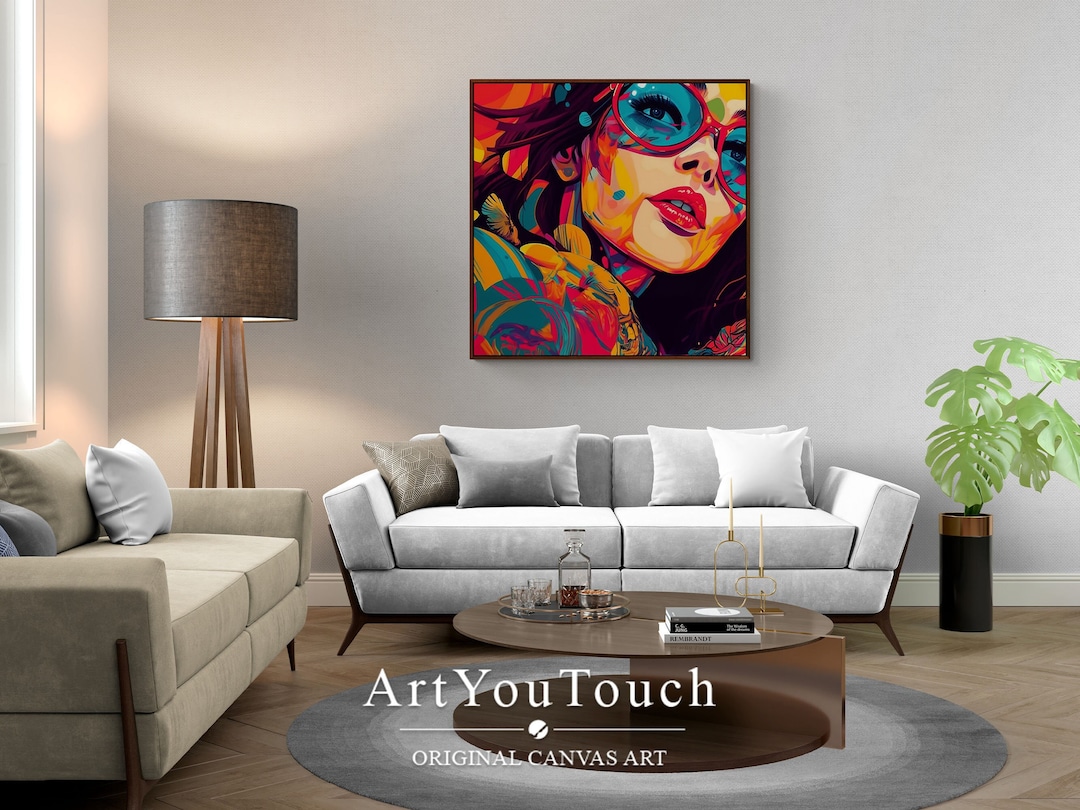 Comic Girl Art Pop Art Canvas Wall Art Print Young Woman Colorful ...